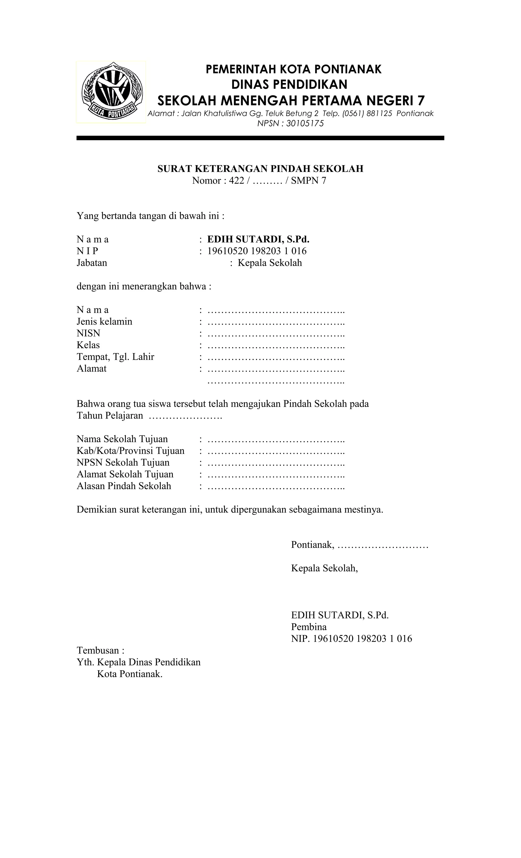 Surat permohonan pindah | PDF