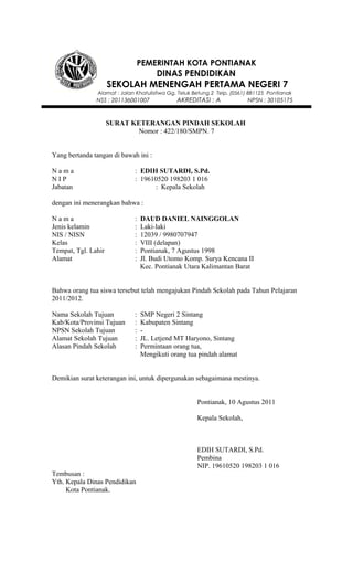 Surat permohonan pindah | PDF