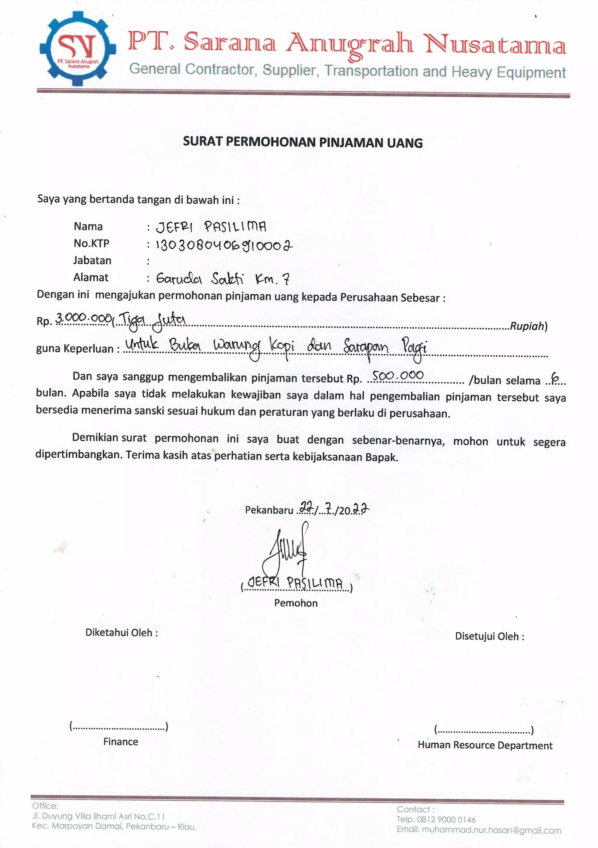 Surat Permohonan Pinjaman | PDF