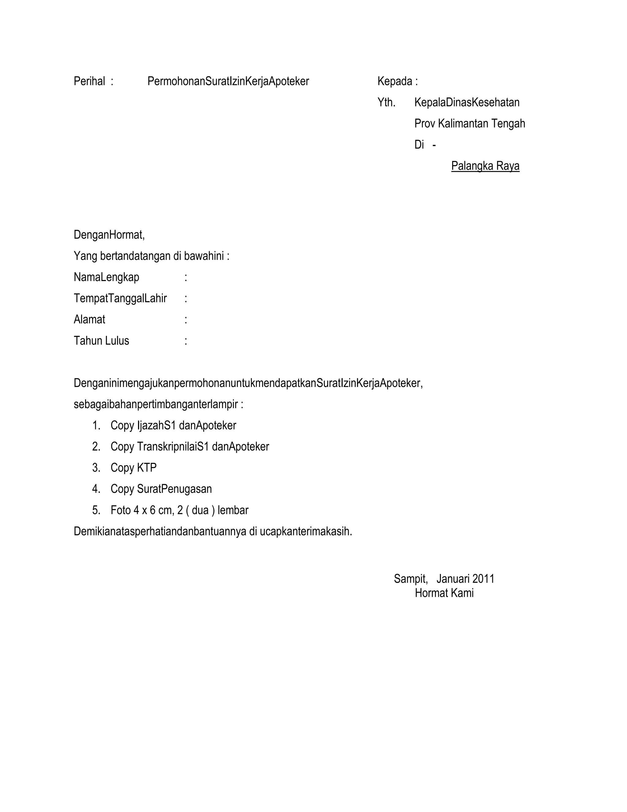 Surat permohonan surat izin kerja apoteker sisca y | DOCX