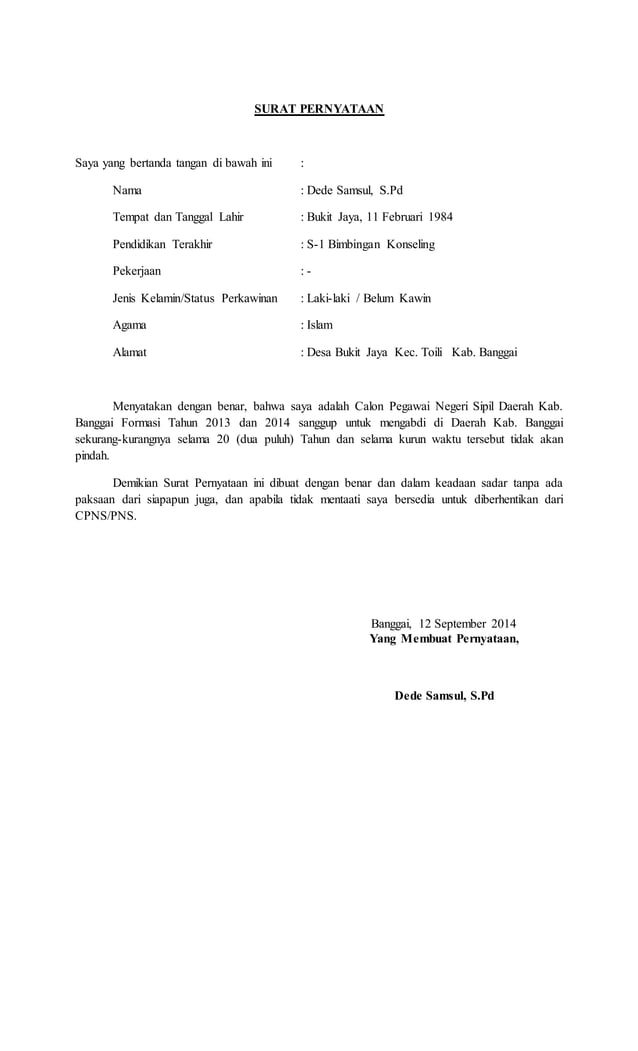 Surat pernyataan | DOCX