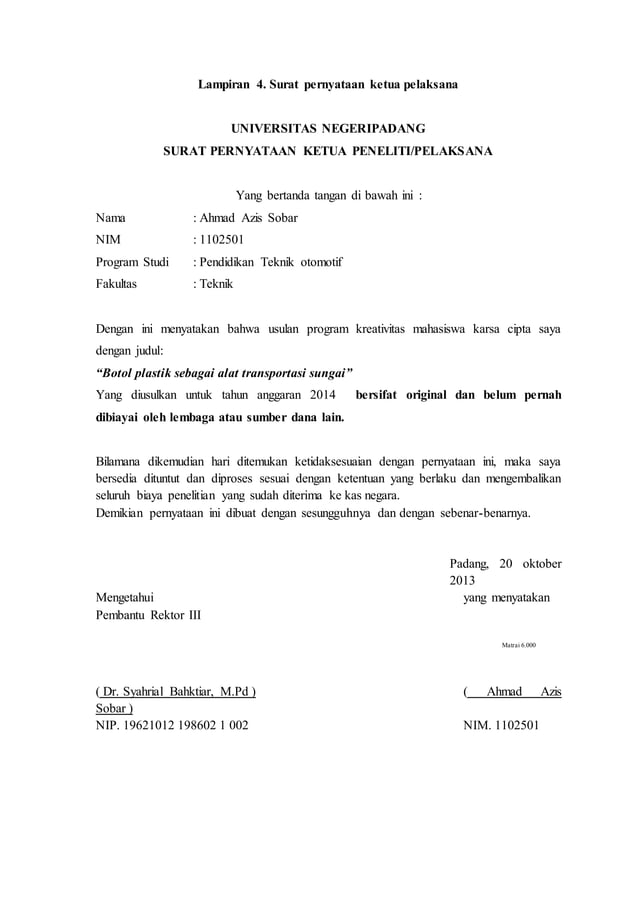 Surat pernyataan | DOCX