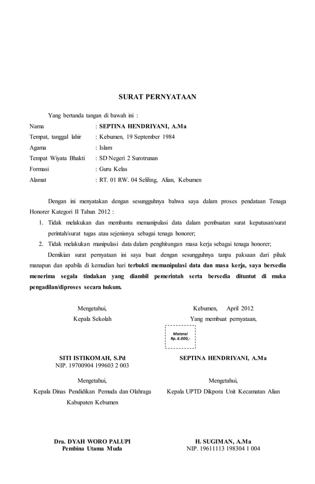 Surat pernyataan | DOCX