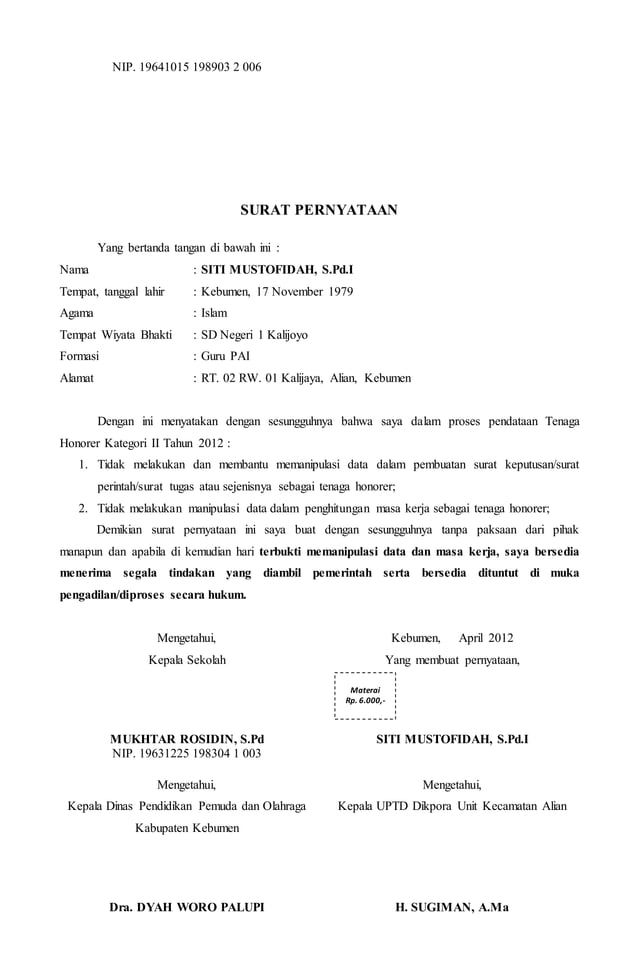 Surat pernyataan | PDF