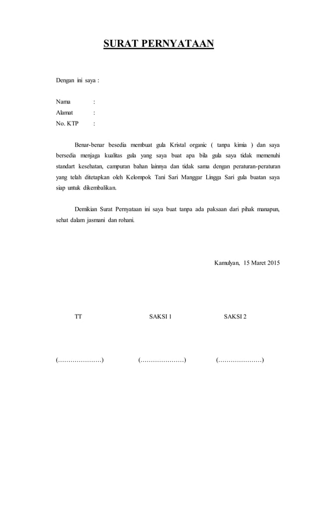 Surat pernyataan | DOCX