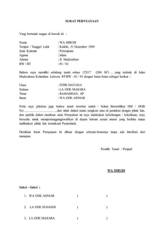 Surat pernyataan | DOCX