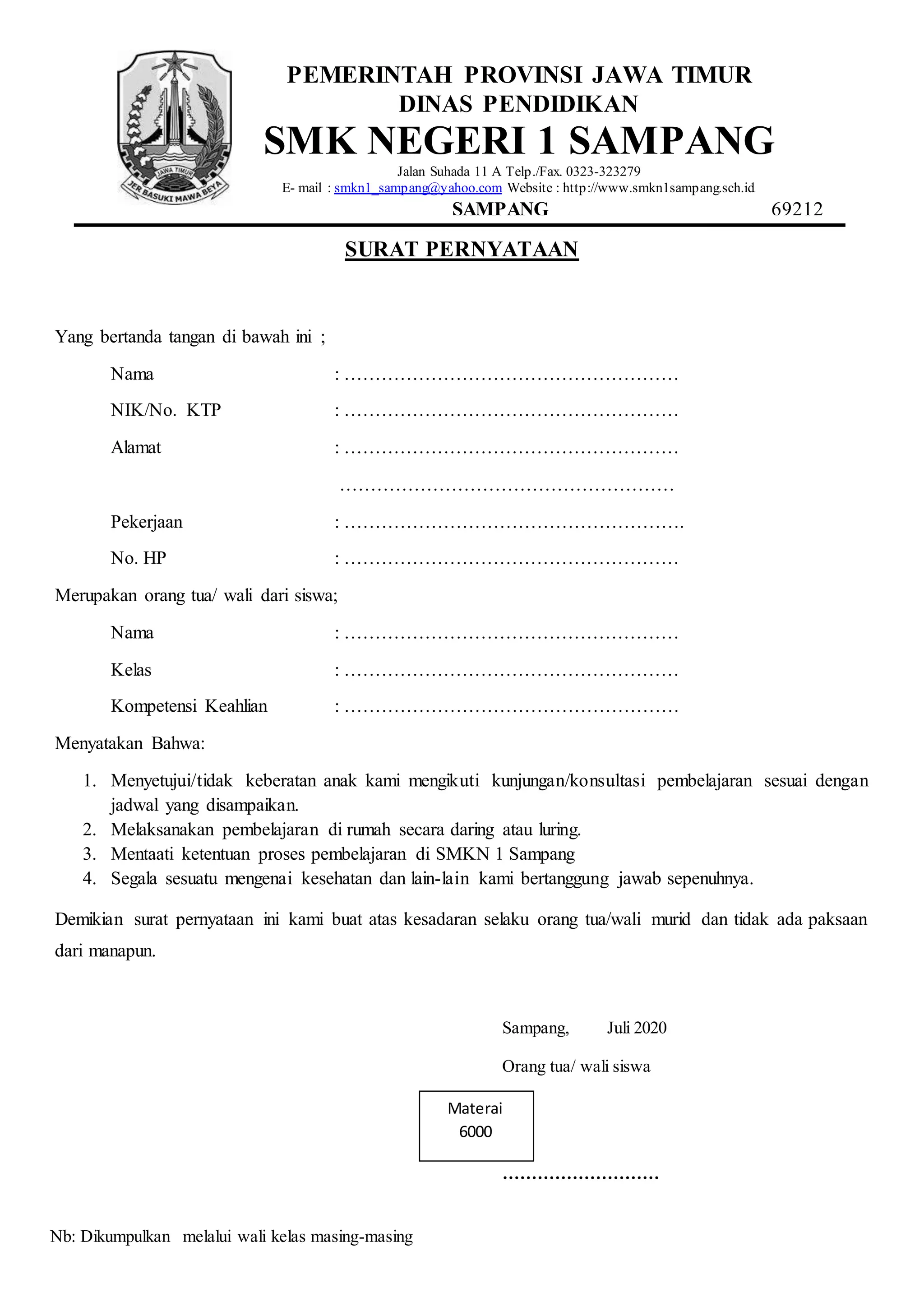 Surat pernyataan | DOCX