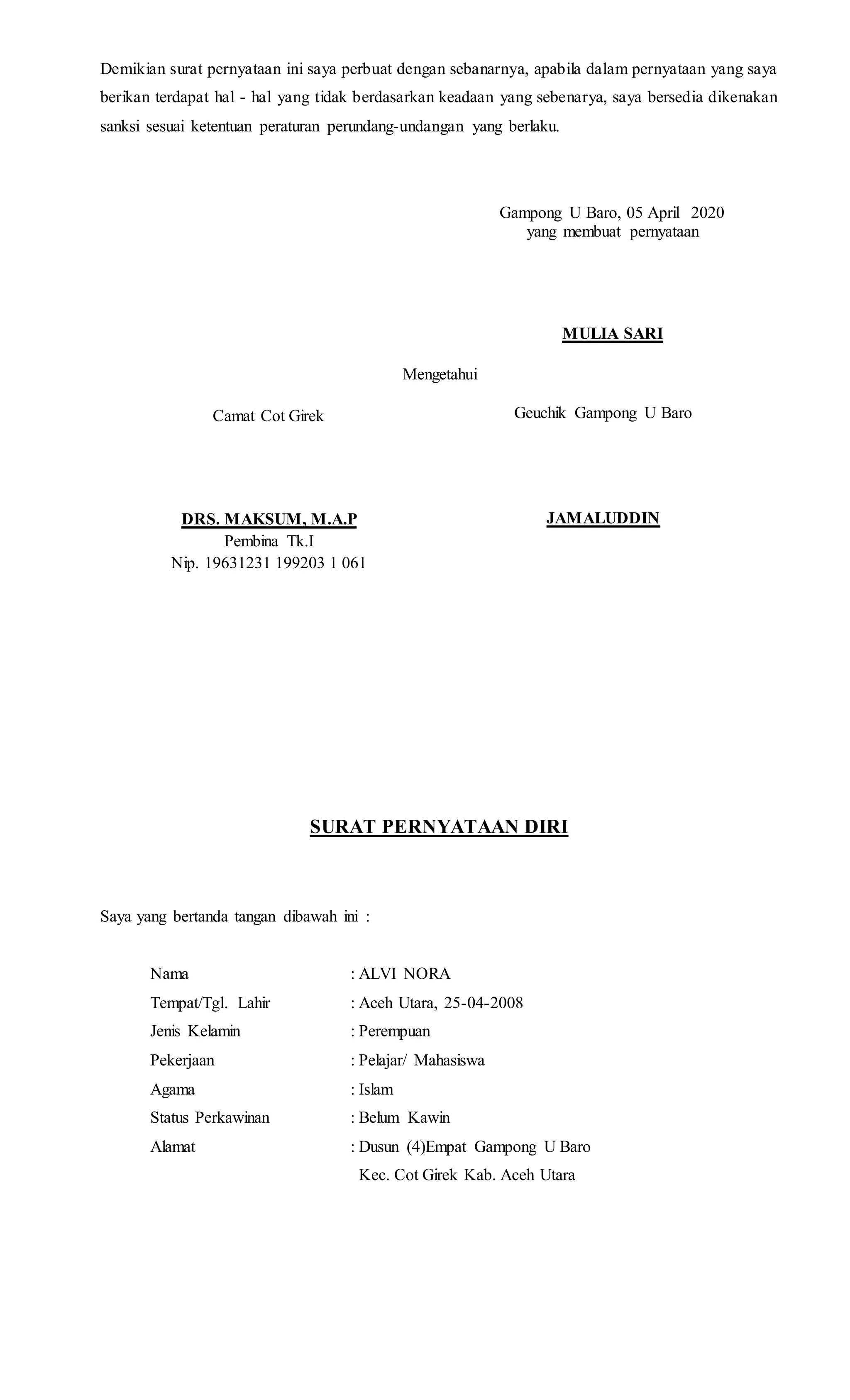 SURAT PERNYATAAN AHLI WARIS | PDF