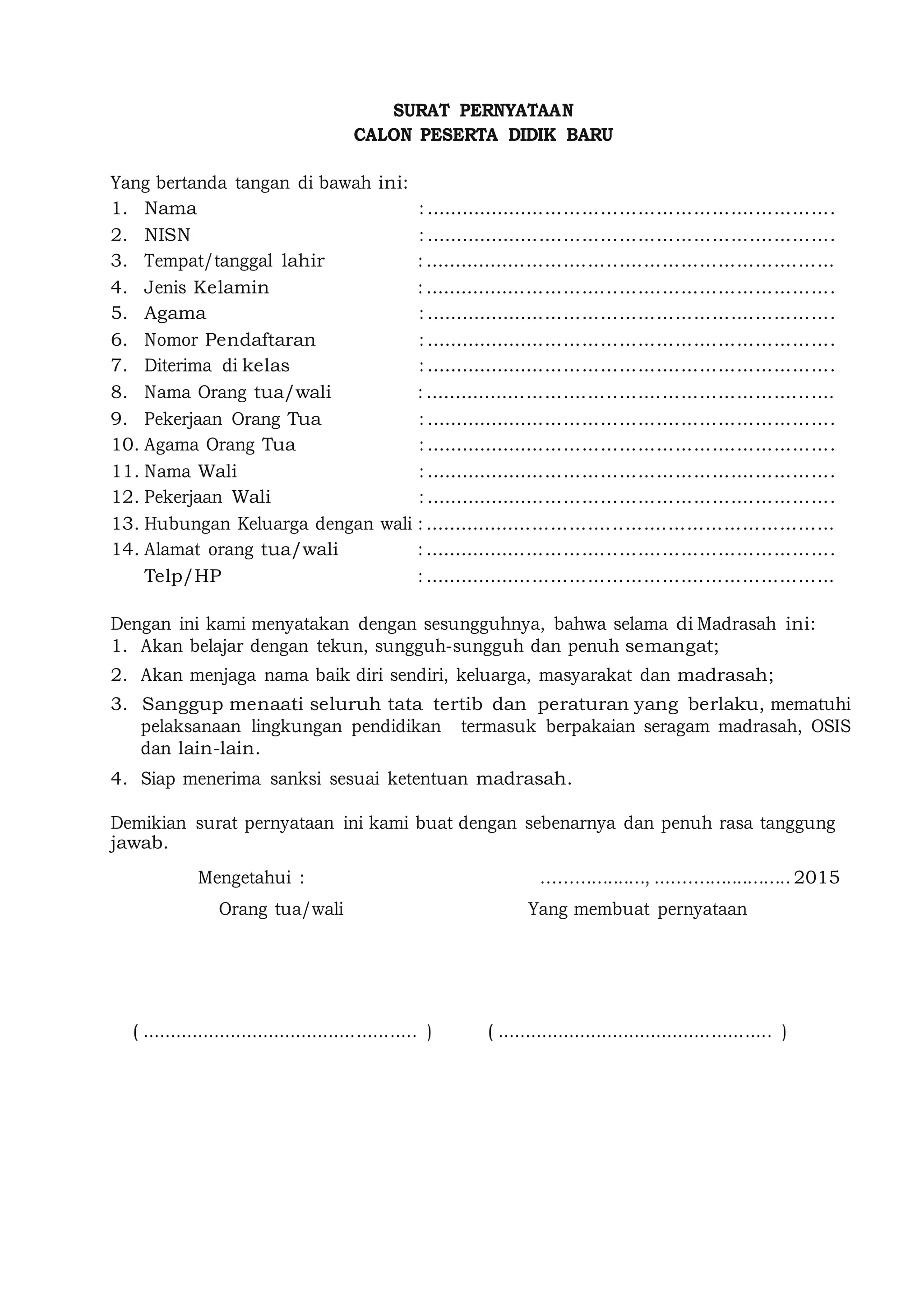 Surat pernyataan ppdb | PDF