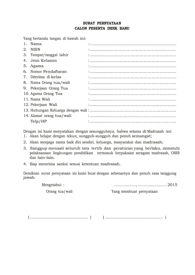 Surat pernyataan ppdb | PDF