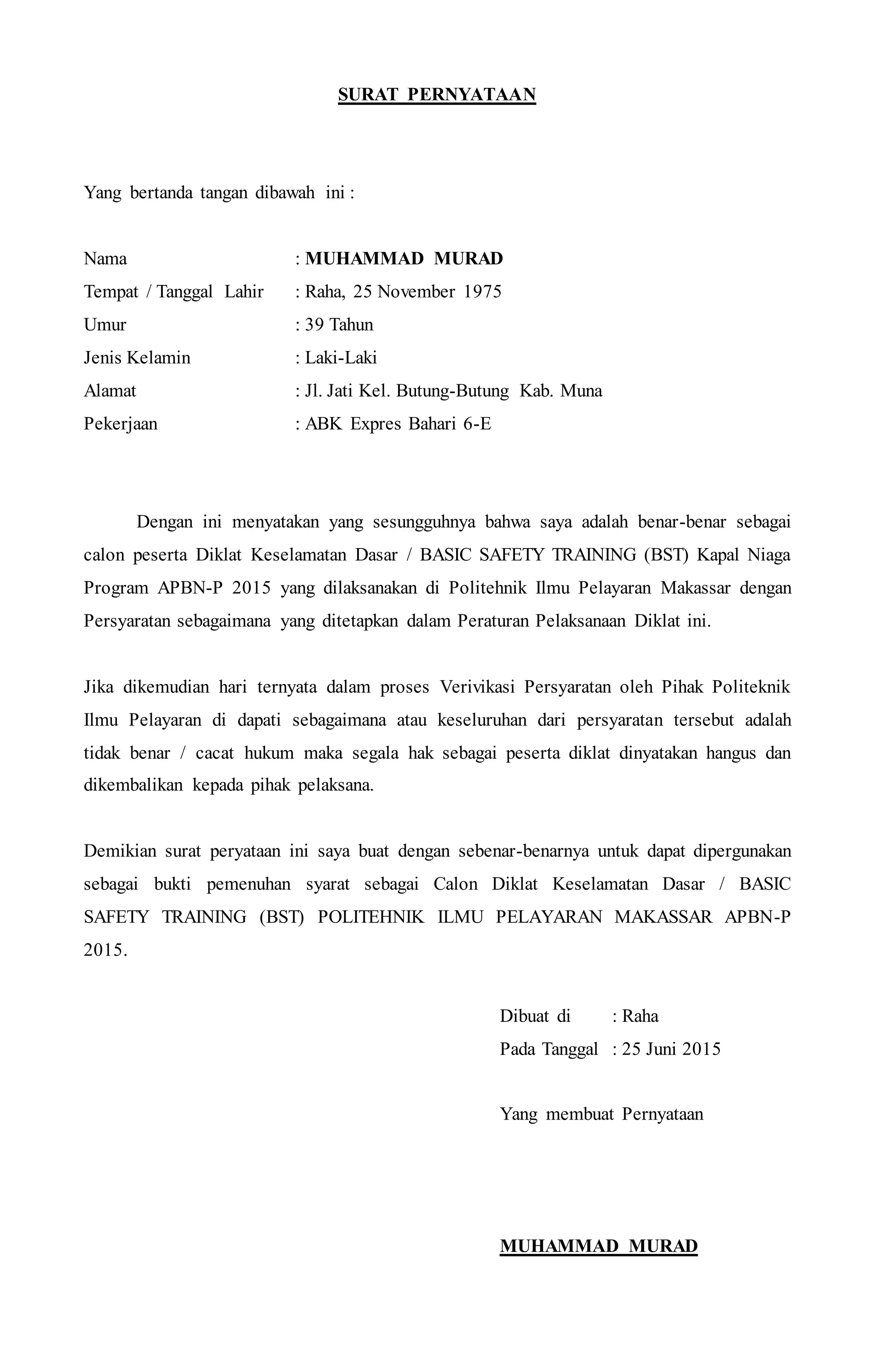 Surat peryataan | PDF