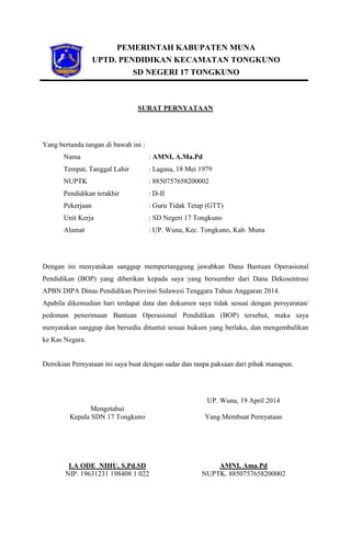 Surat peryataan penerimaan bop | DOCX
