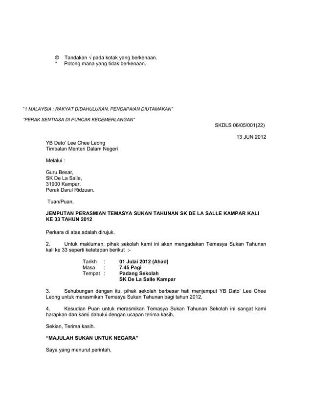 Surat rasmi sukan | DOC