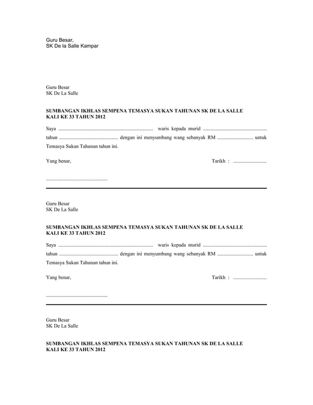 Surat rasmi sukan | DOC