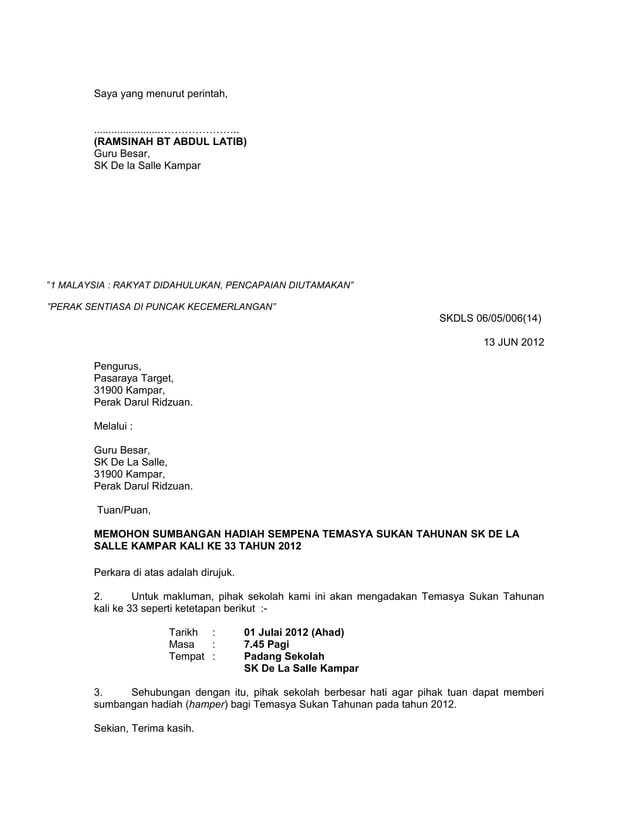 Surat rasmi sukan | DOC