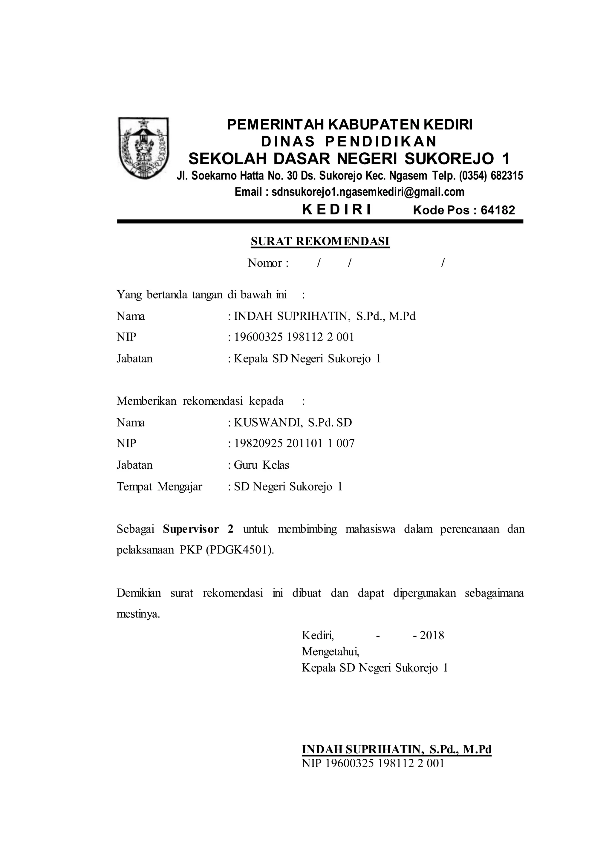 Surat rekom dari ks | DOCX