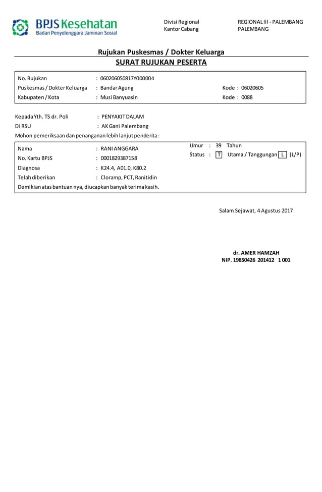 Surat rujukan bpjs kesehatan | DOCX