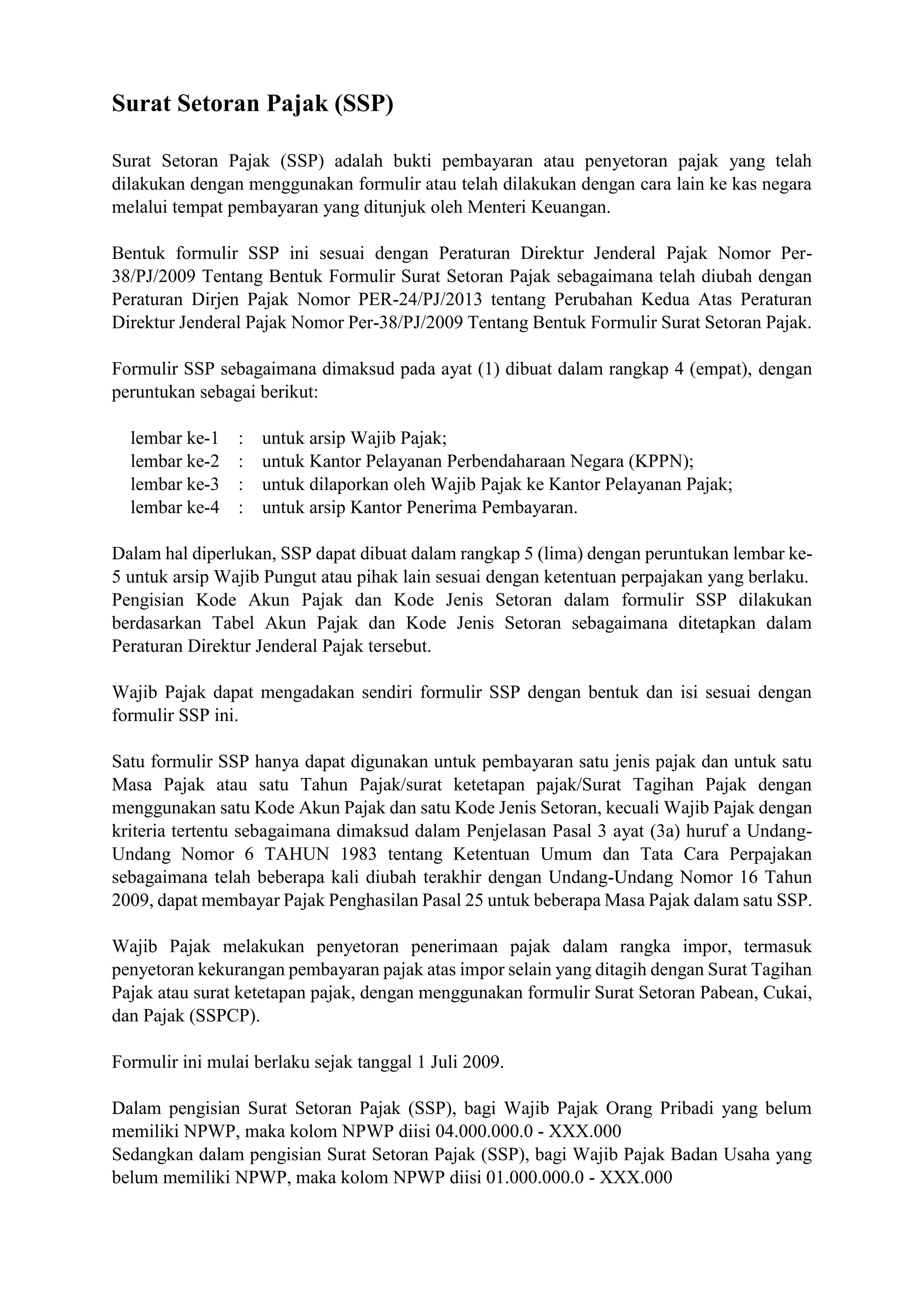 Surat setoran pajak | PDF