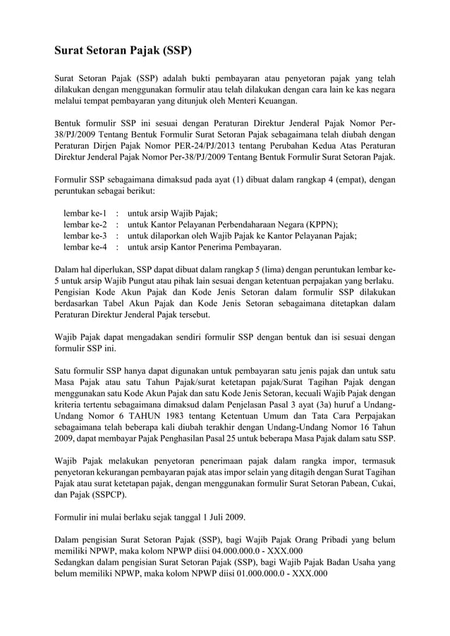 Surat setoran pajak | PDF