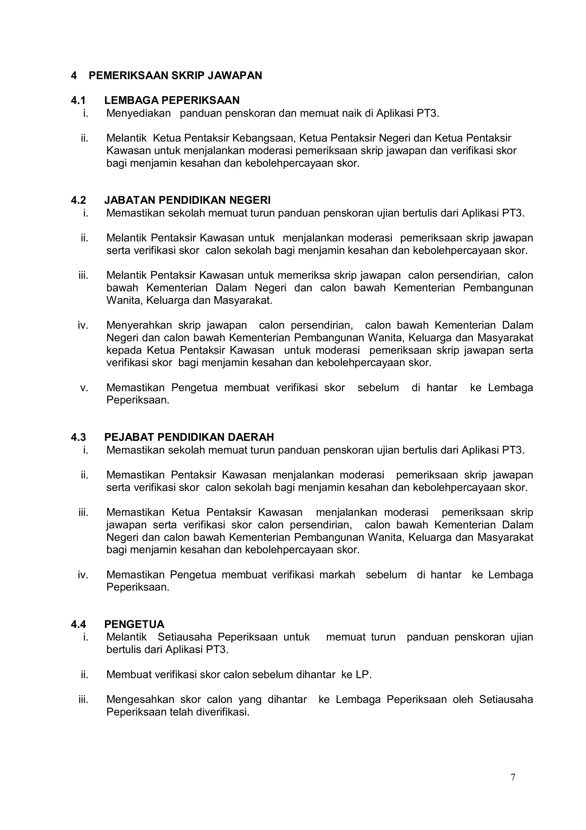 Surat siaran jadual waktu jadual kerja peraturan pentadbiran ujian bertulis pt3 tahun 2014 | PDF