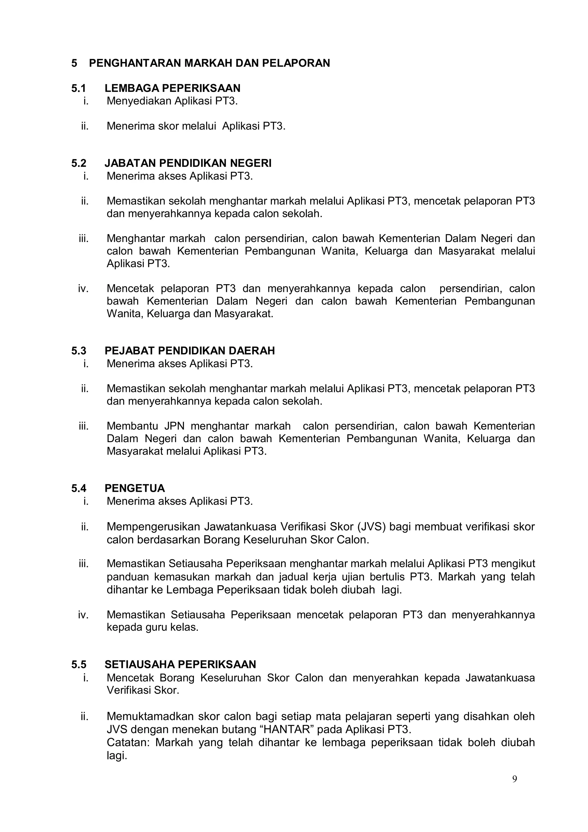 Surat siaran jadual waktu jadual kerja peraturan pentadbiran ujian bertulis pt3 tahun 2014 | PDF