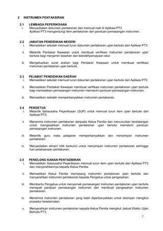 Surat siaran jadual waktu jadual kerja peraturan pentadbiran ujian bertulis pt3 tahun 2014 | PDF