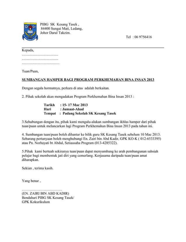 Surat sumb.perkhemhan | DOC