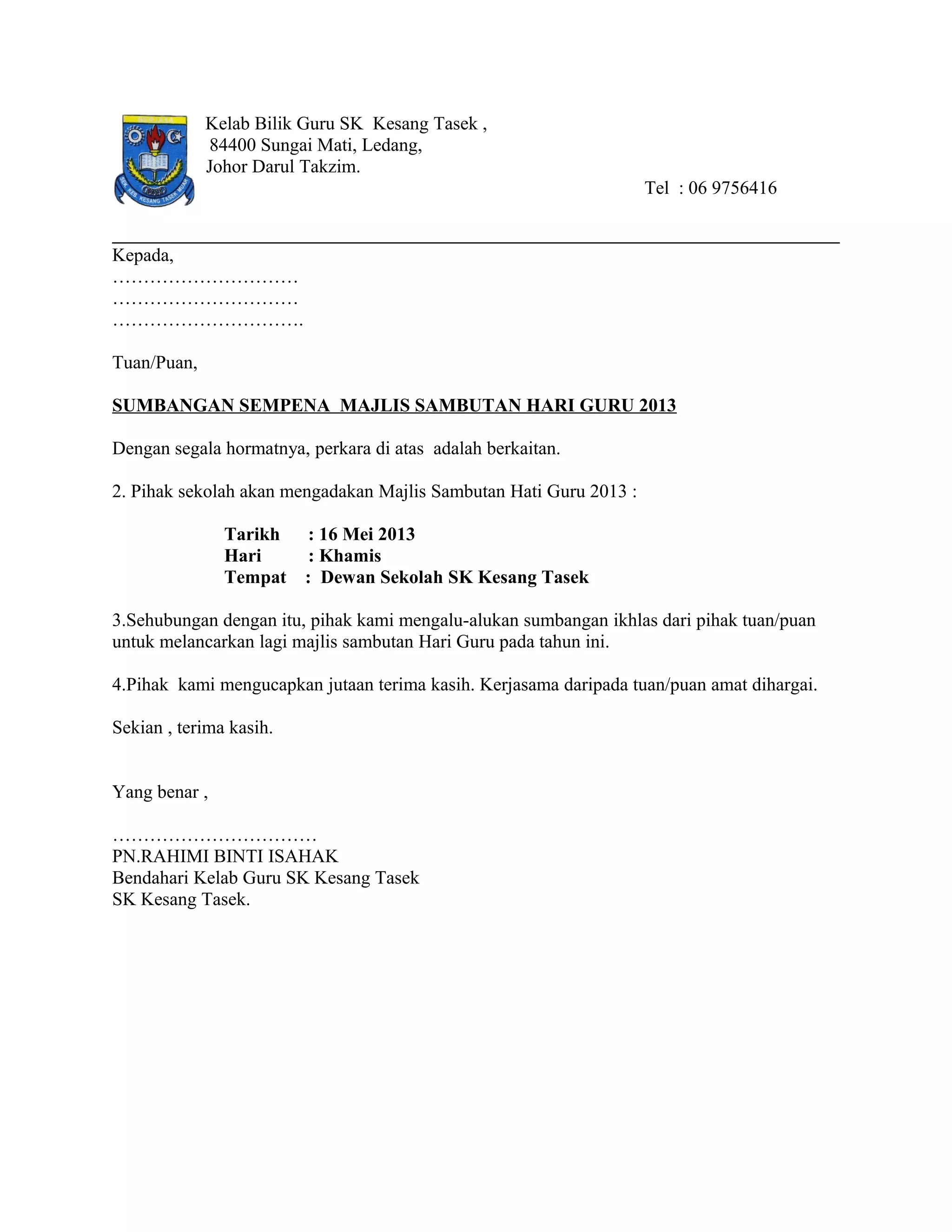 Surat sumb.hari guru | DOC
