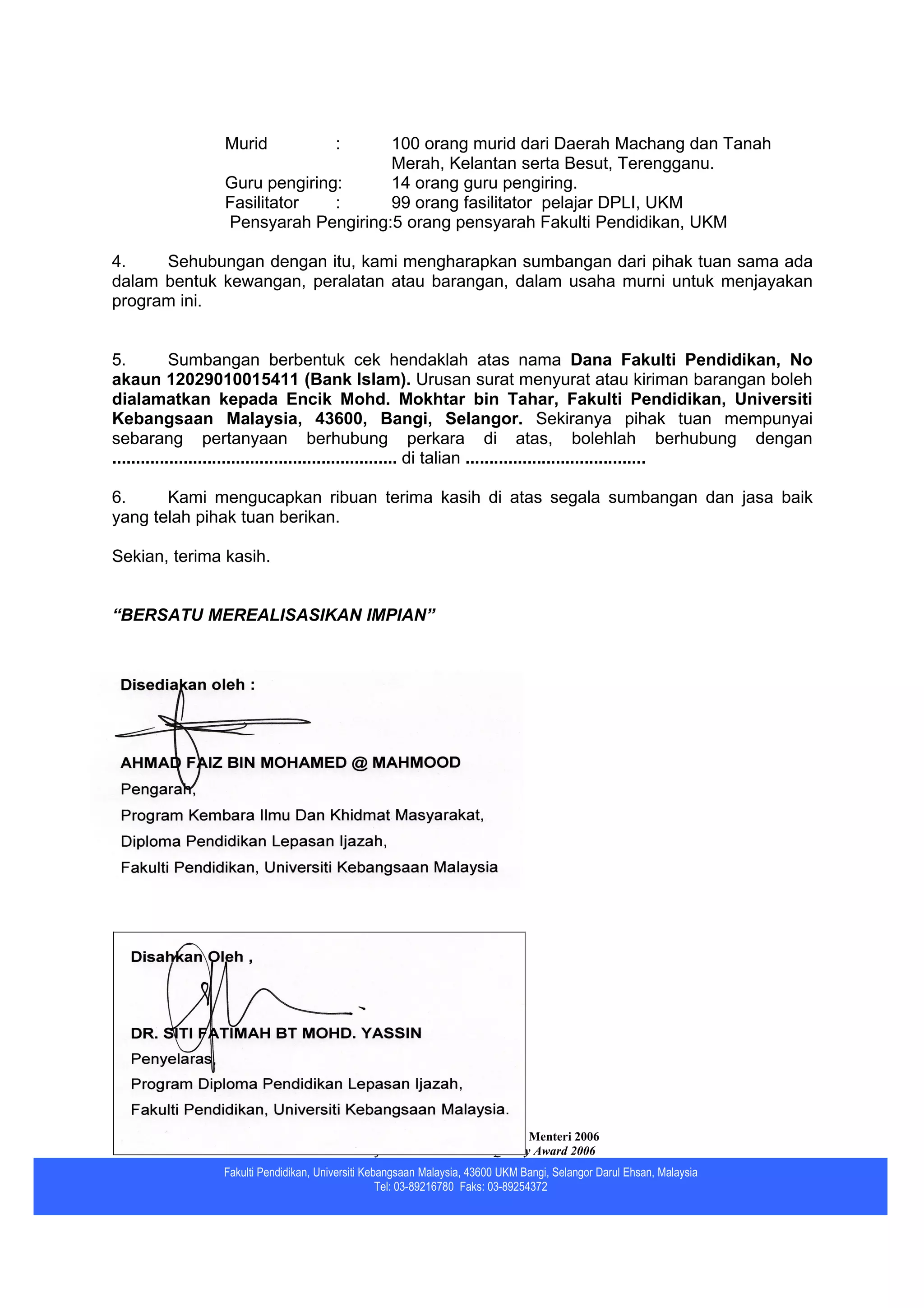 Surat Sumbangan | DOC