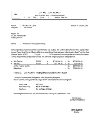 Surat tagihan bank | DOCX