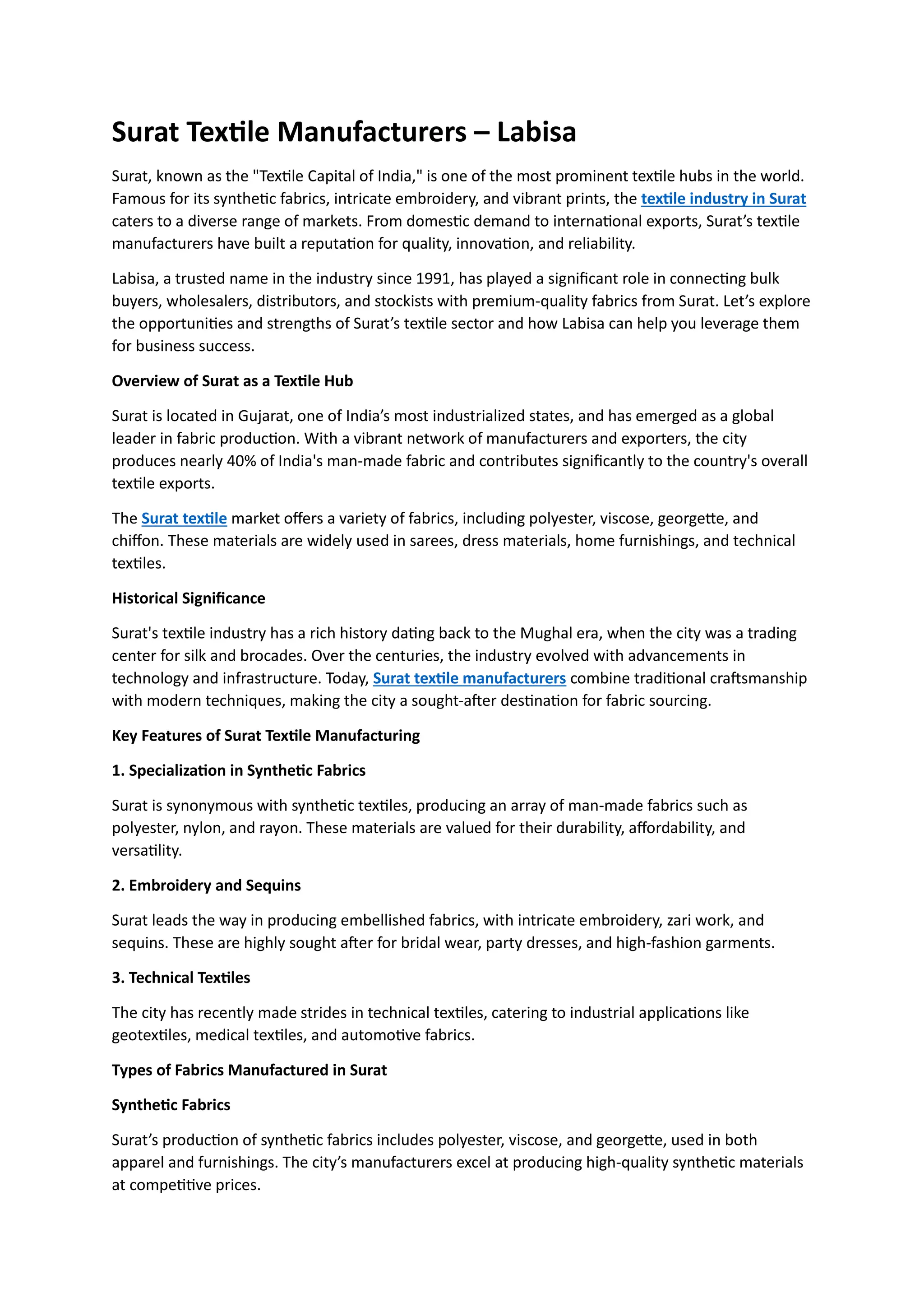 Surat Textile Manufacturers – Labisa | PDF