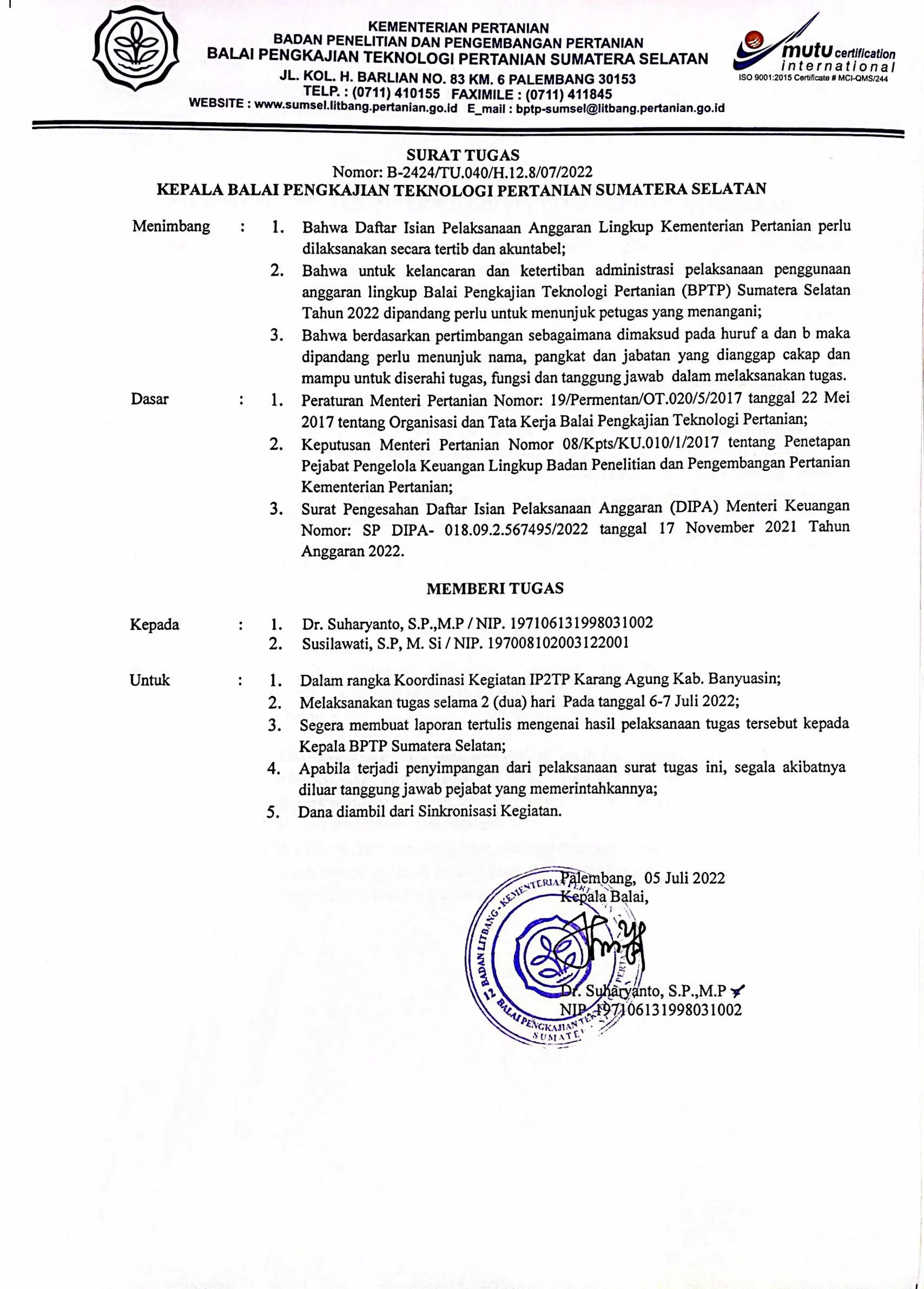 Surat tugas Ka balai, Ka TU, Ka KSPP.pdf