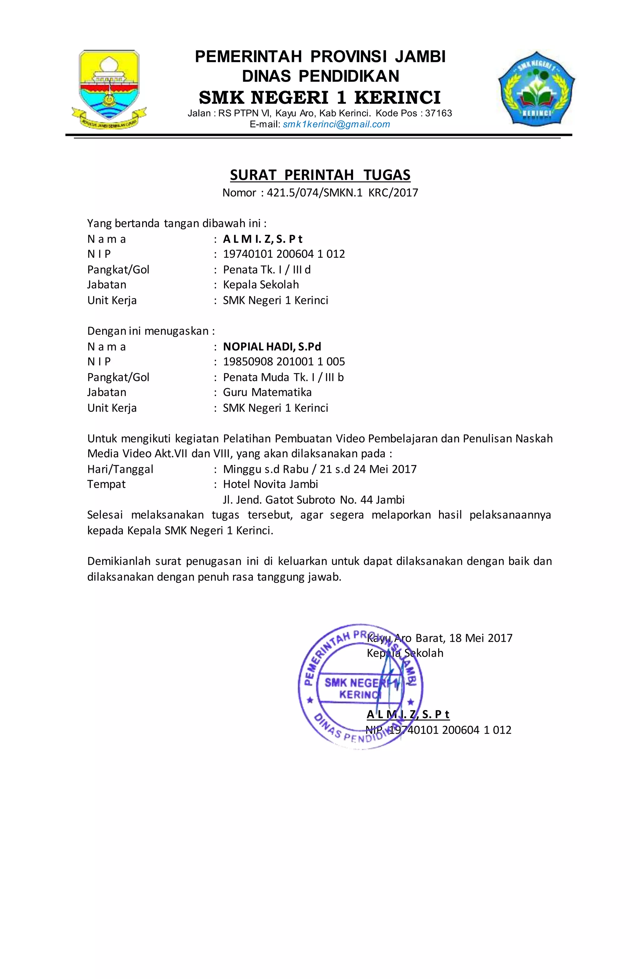 Surat tugas nh | PDF