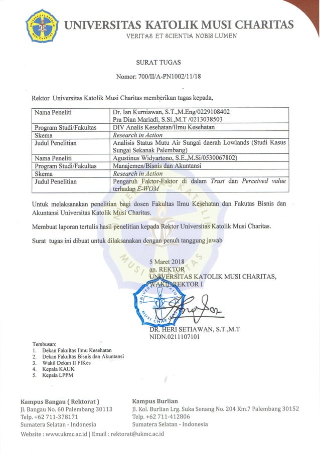 Surat tugas penelitian Dr. ian kurniawan | PDF