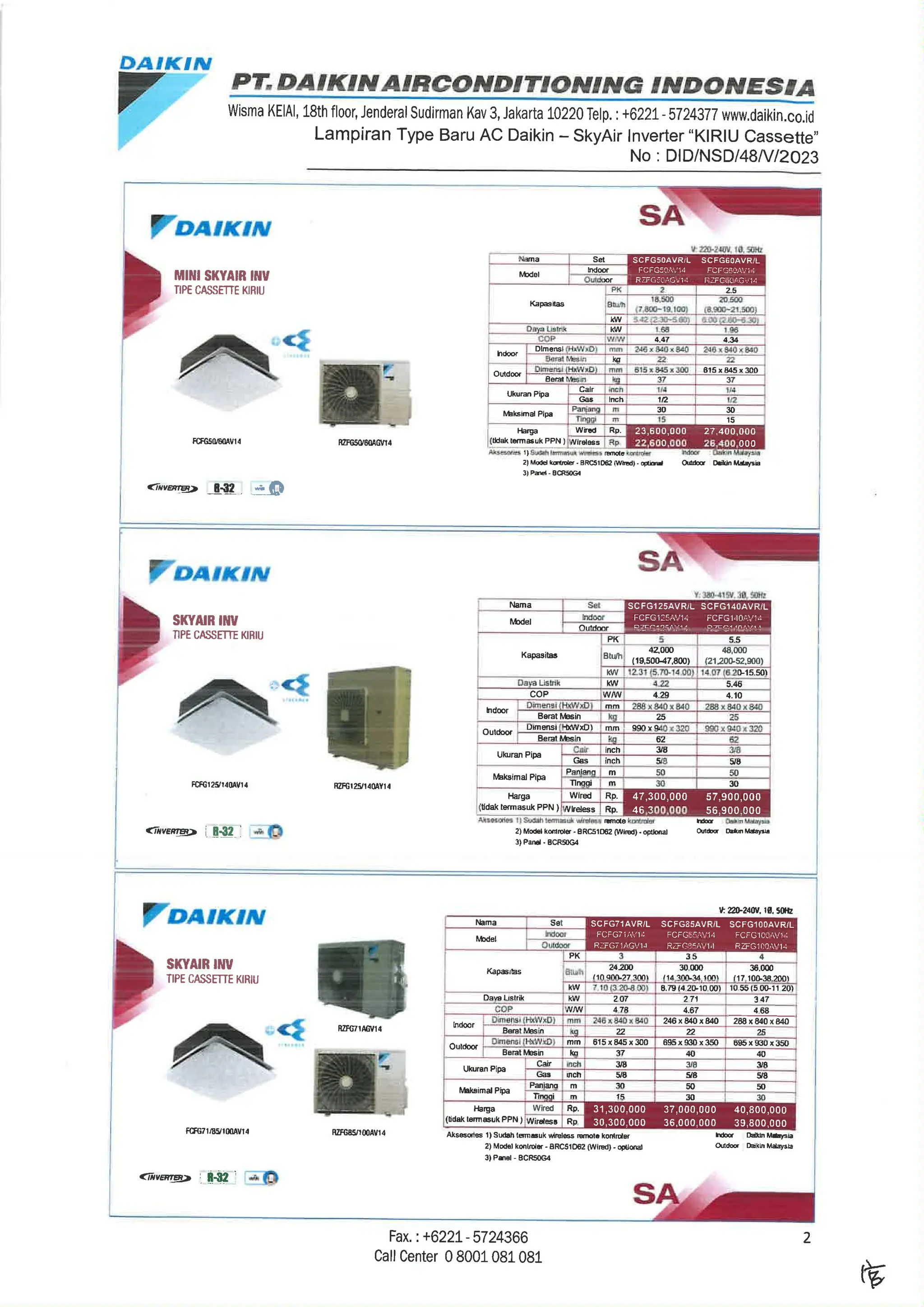 Surat Type Baru AC Daikin - SkyAir Inverter KIRIU Cassette.pdf