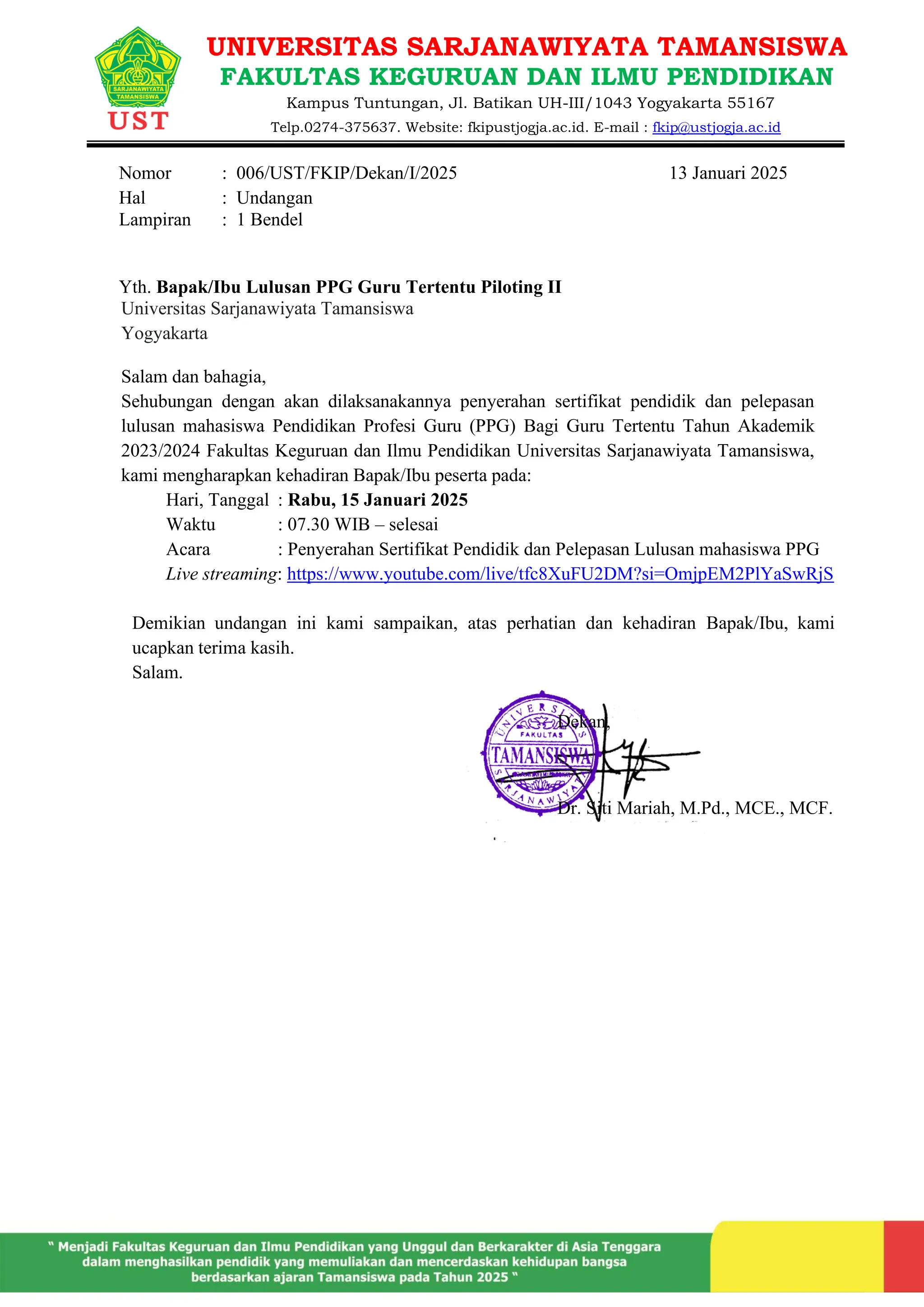 Surat_Undangan Daring_Peserta untuk kegiatan | PDF