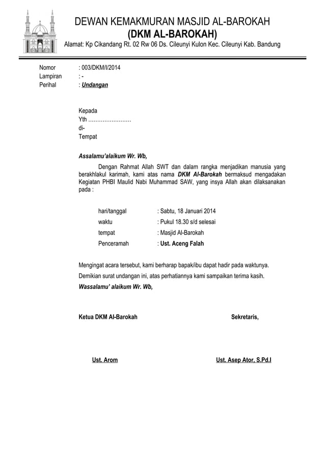 Surat undangan dkm | DOC