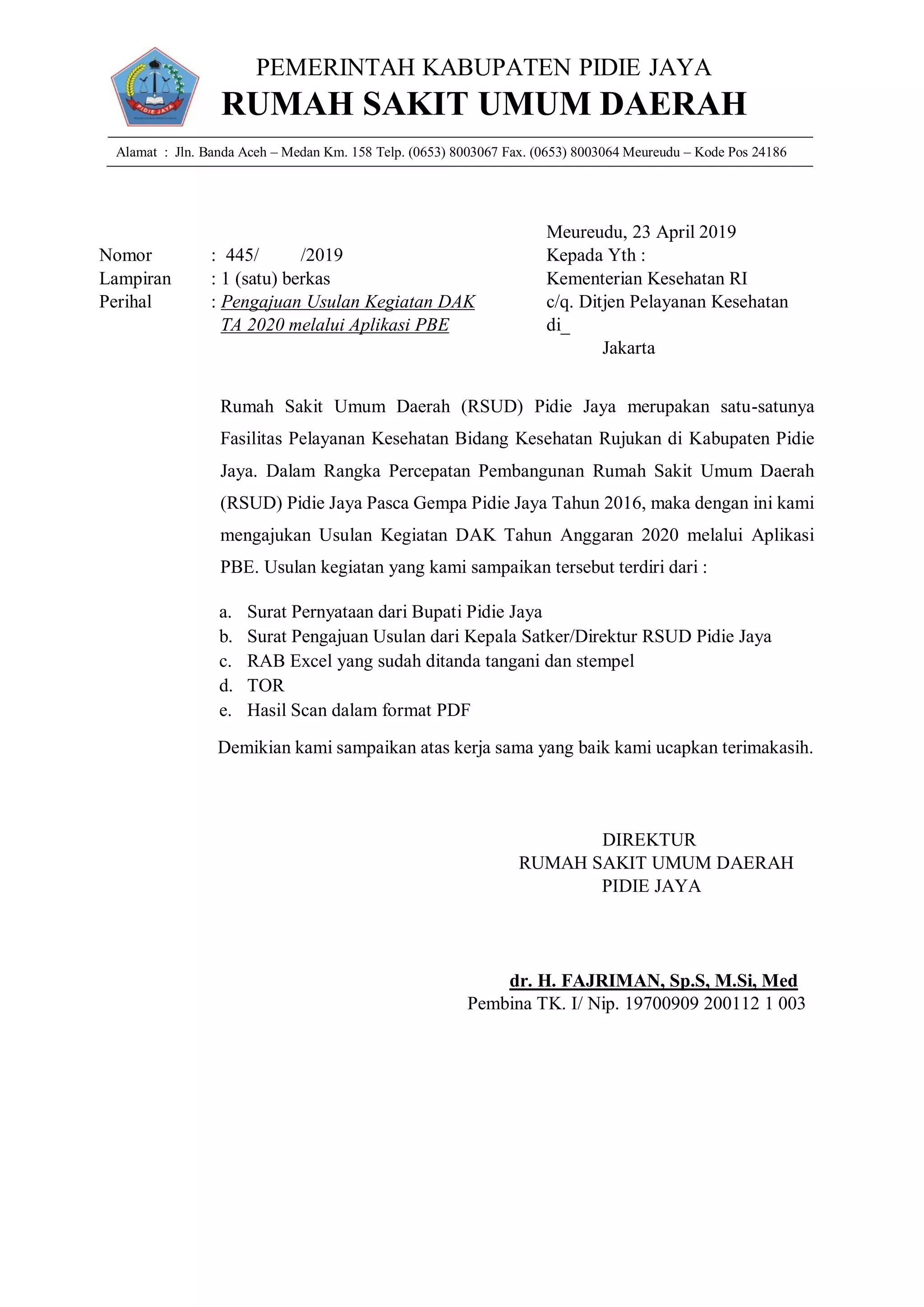 Surat Usulan Kegiatan Rumah Sakit | PDF