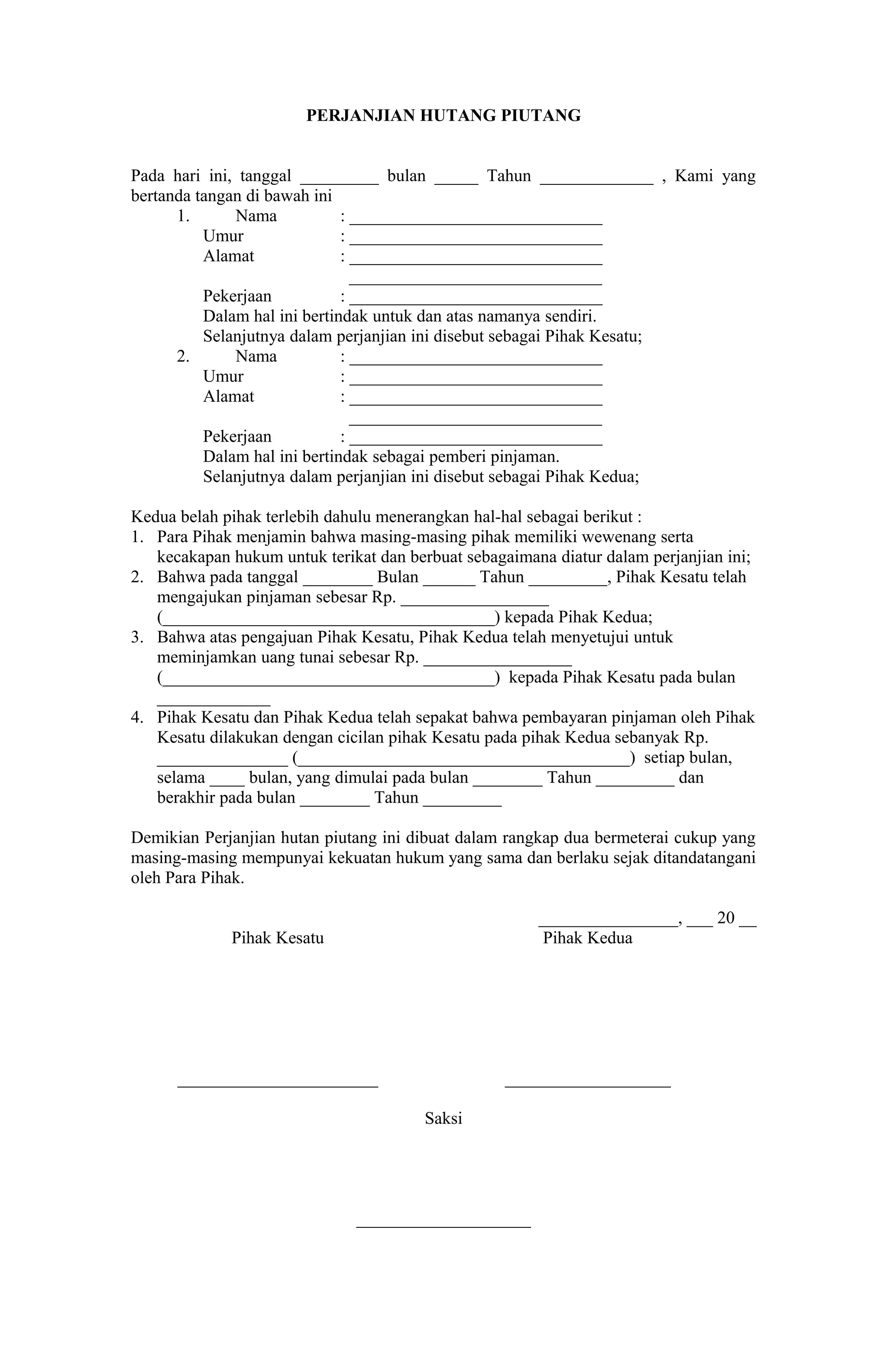 Surat utang piutang | DOC