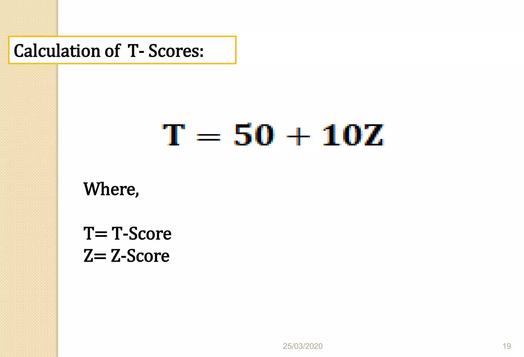 Scaling Z-scores T-scores C-scores | PPTX