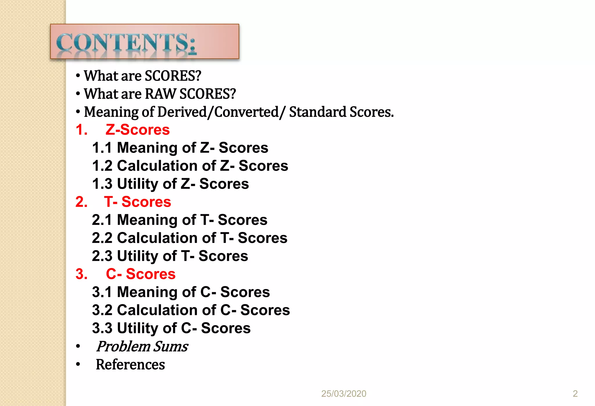 Scaling Z-scores T-scores C-scores | PPTX