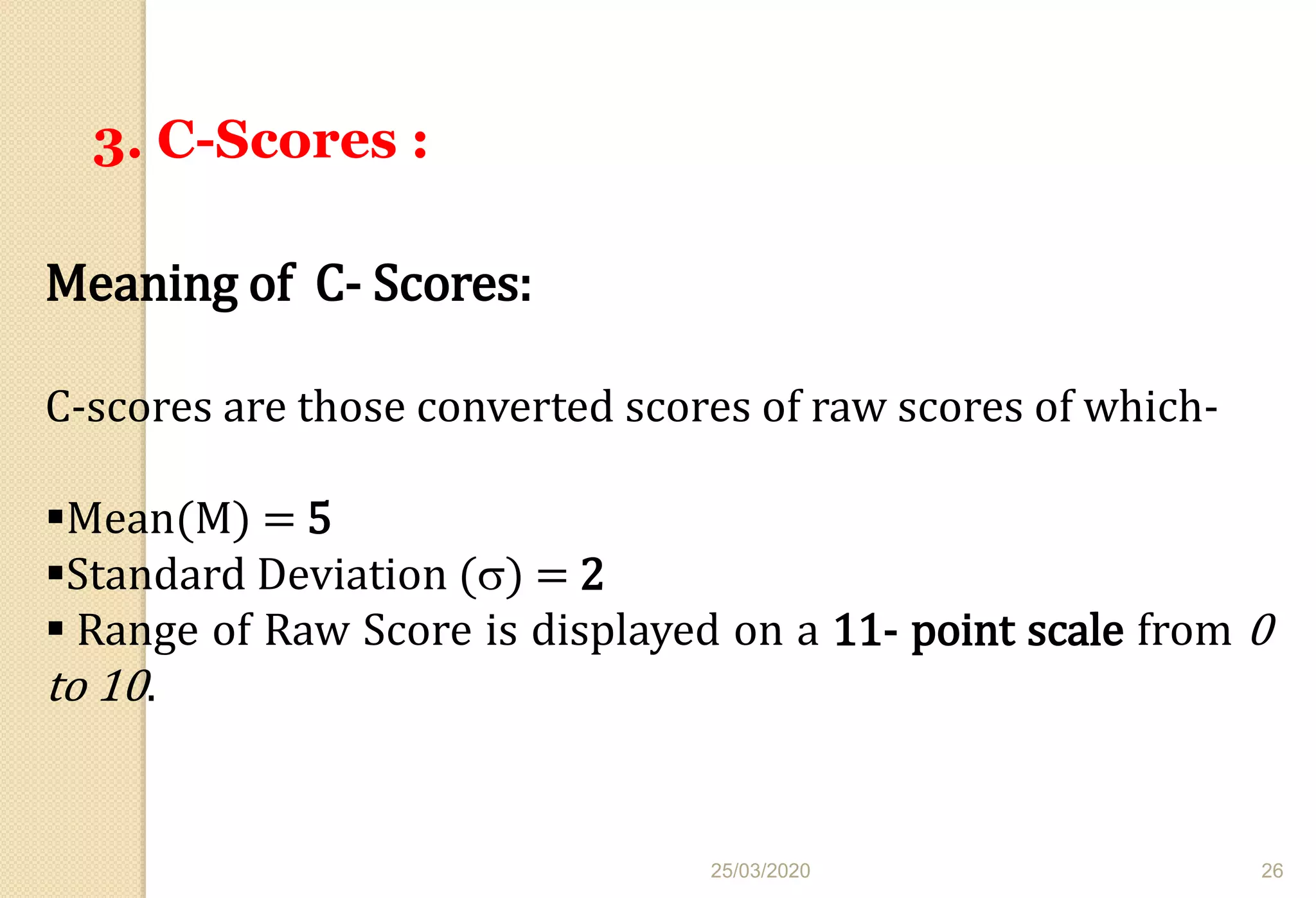 Scaling Z-scores T-scores C-scores | PPTX