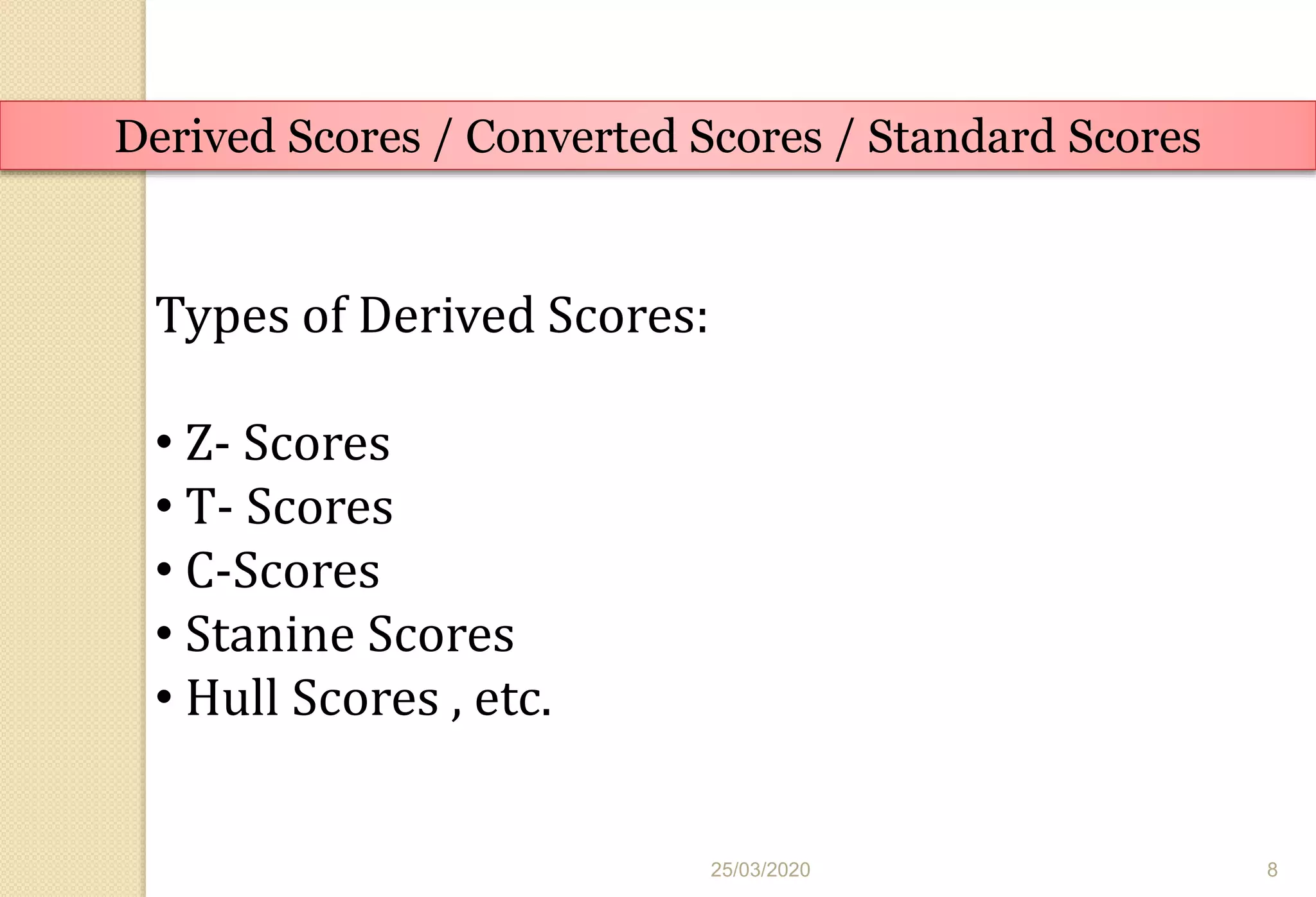 Scaling Z-scores T-scores C-scores | PPTX