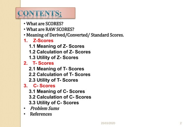 Scaling Z-scores T-scores C-scores | PPTX