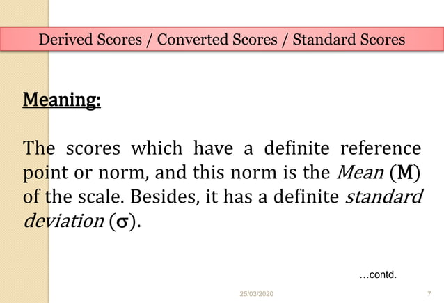 Scaling Z-scores T-scores C-scores | PPTX