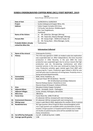 Surda mine Data & Tendering 2017 analysis | PDF