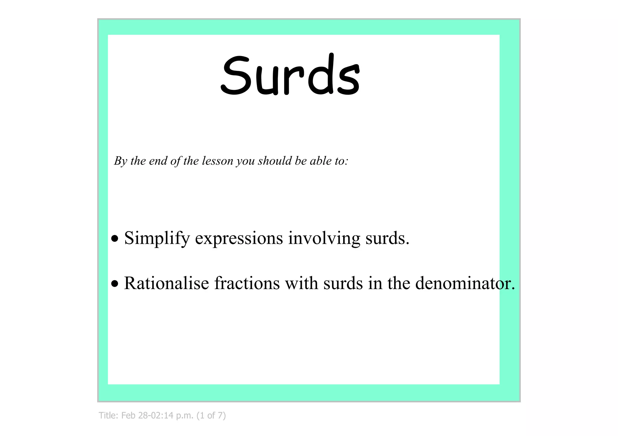 Surds+2+rationalization | PDF
