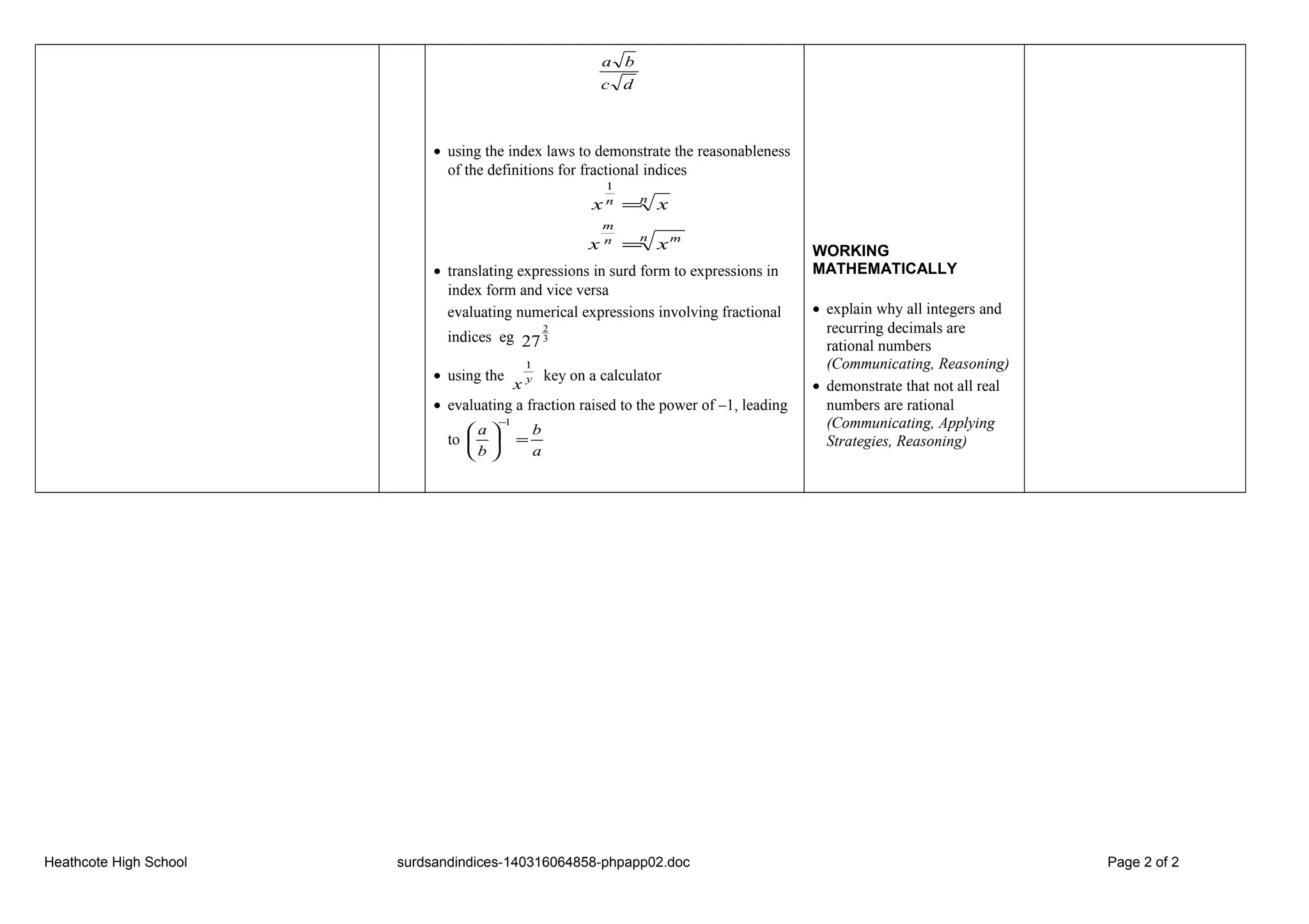 Surds and indices | DOC