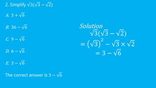 Surds revision card | PPTX