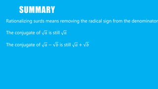 Surds revision card | PPTX